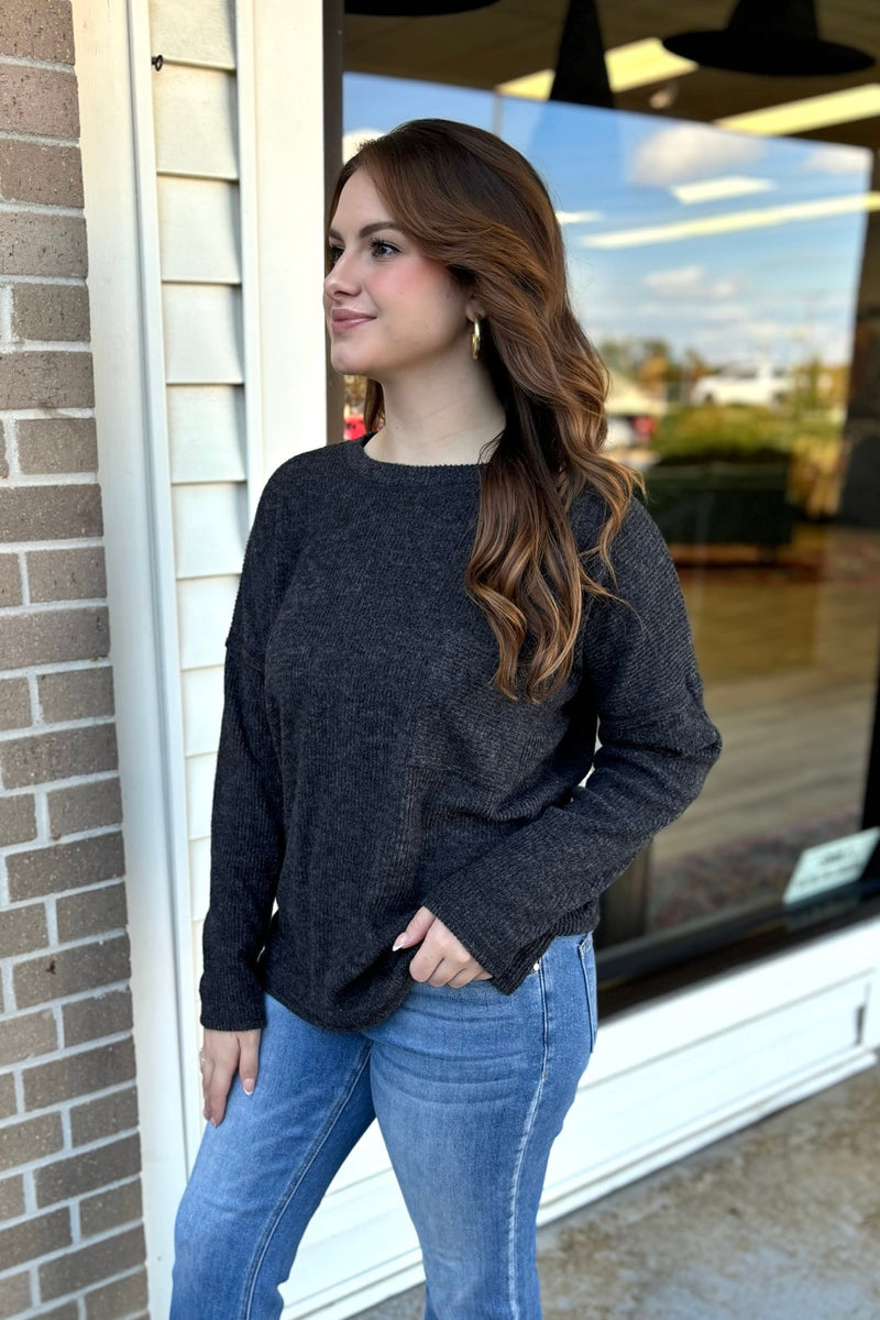 BROOKE Melange Pocket Sweater - Charcoal – Sassy & Southern
